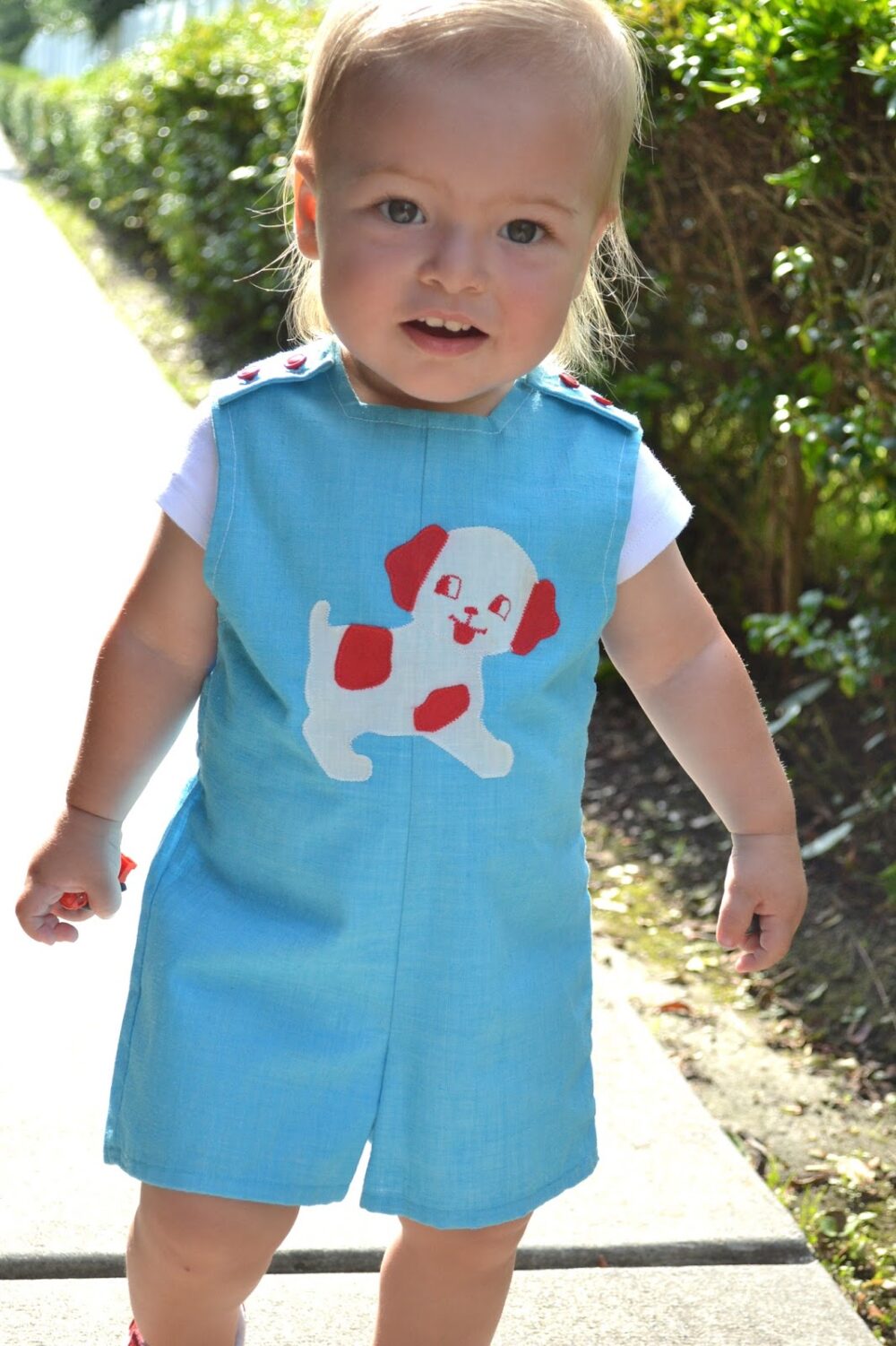 The "Pokey Little Puppy" Retro Romper - Blue Susan Makes