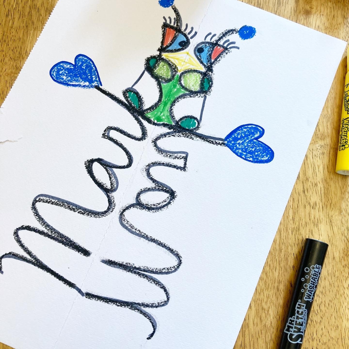 Alien Self Portraits Kids Art Lesson- Blue Susan Makes