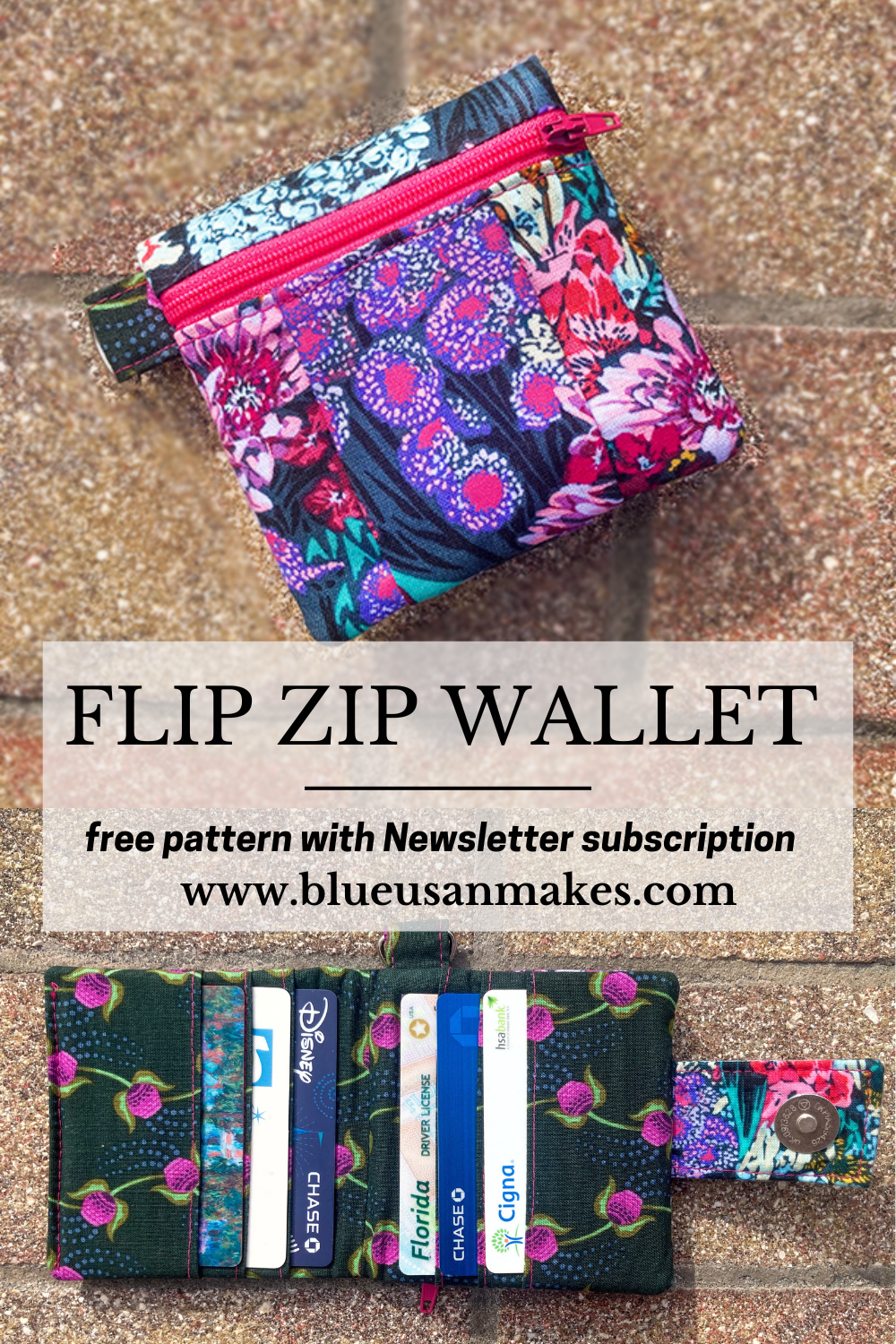 The Flip Zip Wallet - Blue Susan Makes
